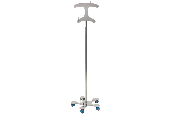 I.V. Stand, Stainless Steel, 5-Leg Base, Clearview 6-Hook, Foot-Operat ...
