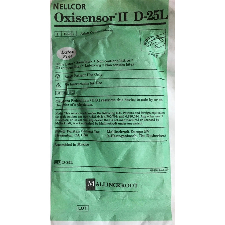 Nellcor D-25L Oxisensor II Adult Oxygen Sensor - For Sale — Integris ...
