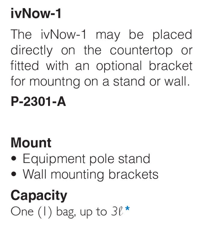 Ivnow-1 Modular Fluid Warmer, One Bag Capacity, Cord Exits From Bottom ...